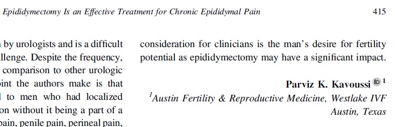 Editorial commentary on epididymectomy for pain published by Dr ...